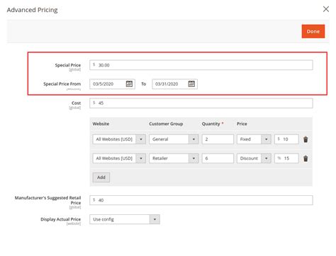 Magento Special Price Add Bulk Update Leverage