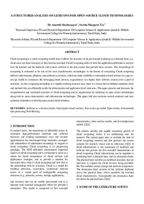 Doc A Structured Analysis On Lexicons For Open Source Cloud Technologies