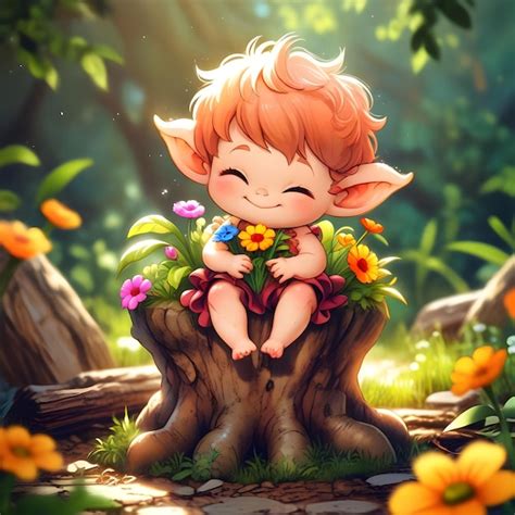 Enchanted Pixie Peach Garden Bouquet Delight Premium Ai Generated Image