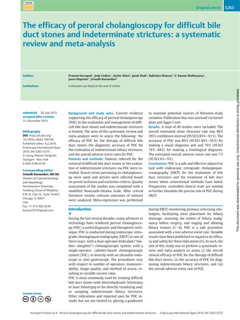 Pdf The Efficacy Of Peroral Cholangioscopy For Difficult Bile Duct Stones And Indeterminate