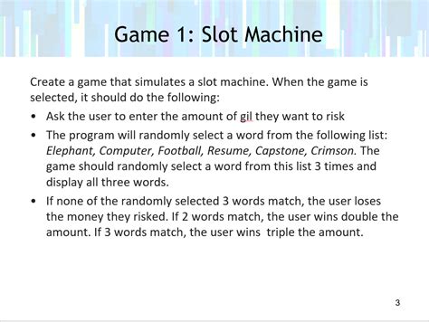 solved game 1 slot machine create a game that simulates a