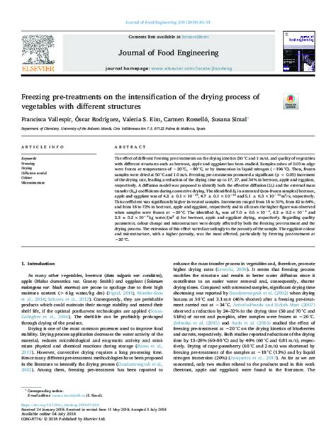 Pdf Freezing Pre Treatments On The Intensification Of The Drying
