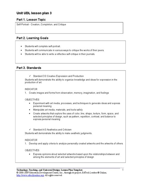Udl Lesson Plan Template Free