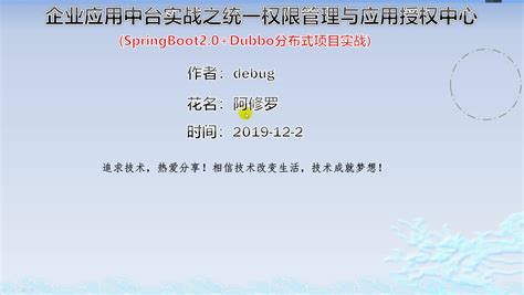 课程介绍与整体收益 springboot2 0企业中台实战之权限统一管理与应用统一授权 dubbo分布式系统实战 csdn在线视频培训