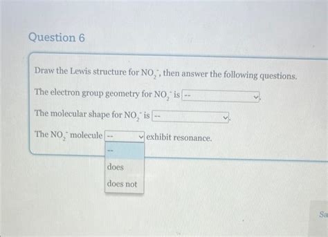 solved draw the lewis structure for no2− then answer the