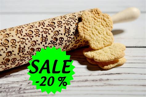 Skull And Bones Embossing Rolling Pin Laser Engraved Cookie Roller Etsy