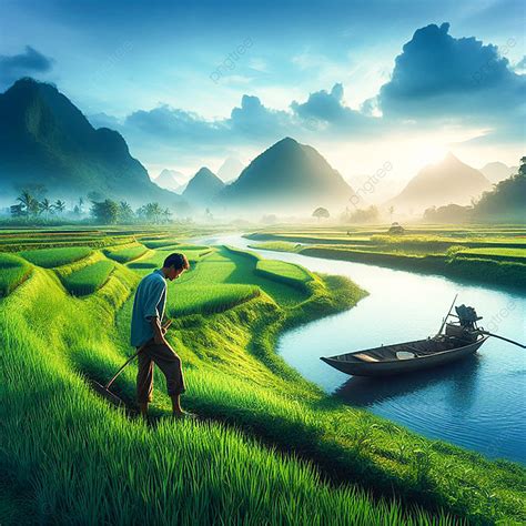 농부는 땅에서 일한다 농장주 강 자연 배경 일러스트 및 사진 무료 다운로드 Pngtree
