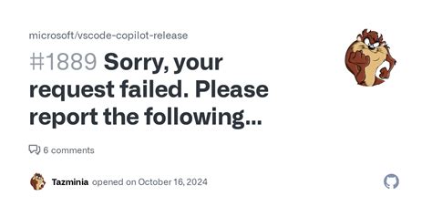 Sorry Your Request Failed Please Report The Following Request Id · Issue 1889 · Microsoft