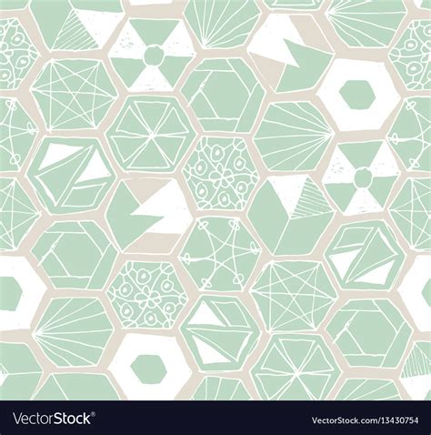 Hand Drawn Doodle Hexagons Seamless Pattern Vector Image