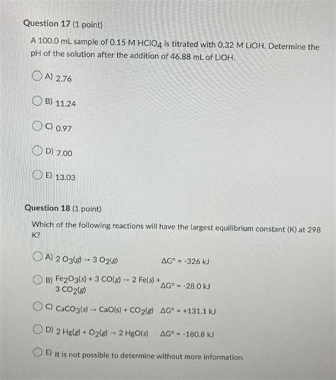Solved Question 17 (1 point) A 100.0 mL sample of 0.15 M | Chegg.com