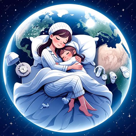 Premium Photo World Sleep Day A Moom And Her Daughter Hug And