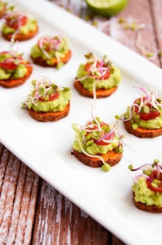 Canapés De Batata Doce Com Creme De Abacate Batatas Asadas Aperitivos Vegetarianos Menú Vegano