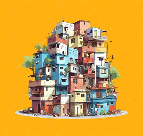 Premium Vector Colorful Vector Illustration Of A Mumbai Slum Area