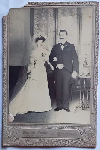 Antigua Foto Vestido Novia Joven Hombre Bigotes Boda 1910s Mercadolibre