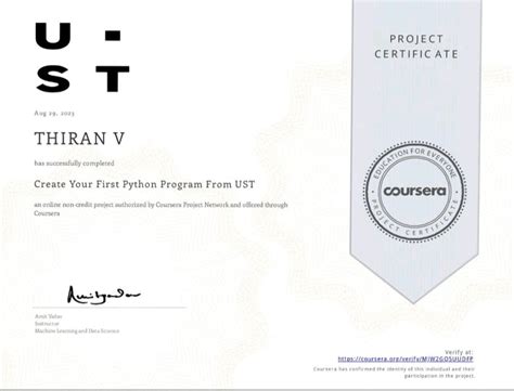 Thiran V On Linkedin Python Programming Coursera Ust