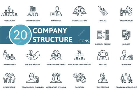 Premium Vector Company Structure Thin Line Icon Set Hierarchy Organization