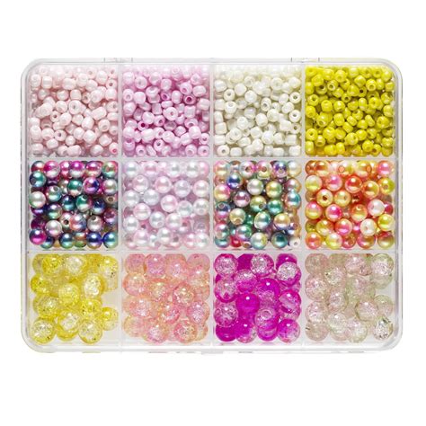 Pärlmix Med 3 Sorters Pärlor Av Glas Och Plast I 12 Lekfulla Nyanser Panduro
