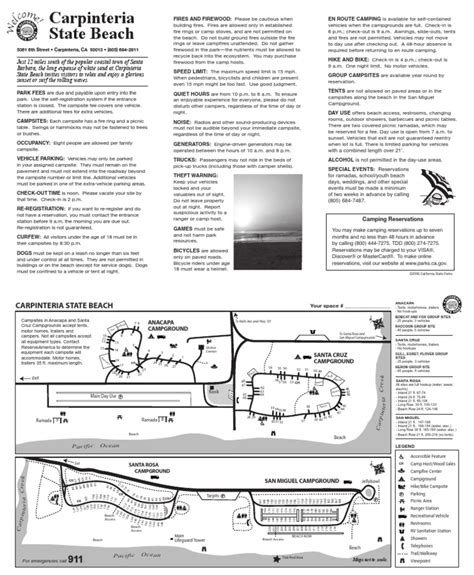 Carpinteria State Beach Campground Map Campsite Camping