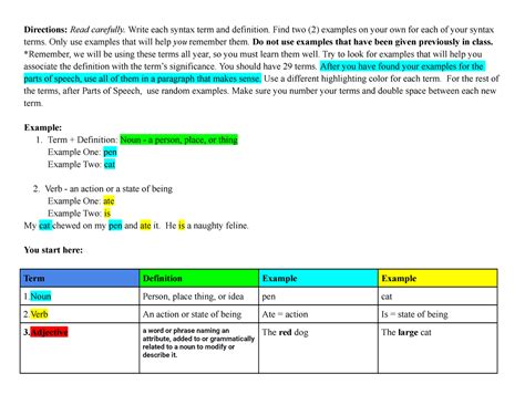 Copy Of Syntax Practice 2022 Directions Read Carefully Write Each