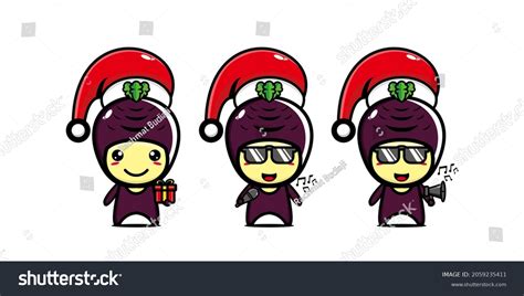 Cute Funny Cassava Character Christmas Cap Stock Vector Royalty Free