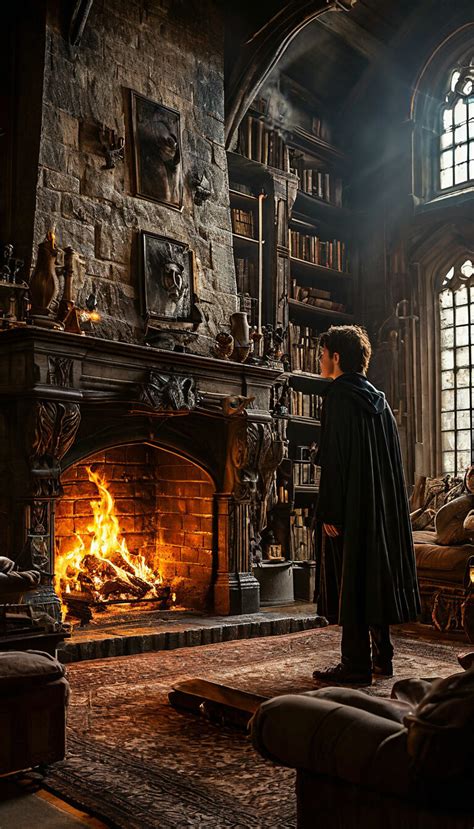 Hogwarts Greenfidors Living Room Evening By The Fireplace Harry