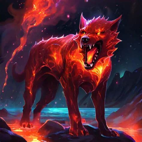 A Fantasy Translucent Hellhound That Is Glowing Gro