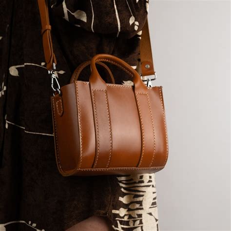 Handmade Leather Mini Tote Bag Cowhide Crossbody Purse Etsy Uk