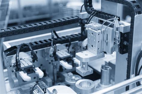 The Pneumatic System In The Electronics Assembly Line Stock Image