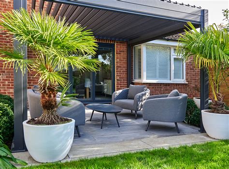 Eden Limestone Porcelain Patio Retreat With Pergola Brett Landscaping