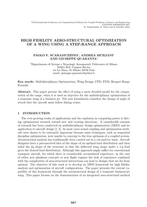 Pdf High Fidelity Aero Structural Optimization Of A Wing Using A Step Range Approach