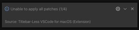 Unable To Apple All Patches Issue Issue Lehni Vscode Titlebar Less Macos GitHub