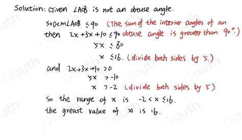 Solved 28 The Diagram Shows Triangle Aob Angle Aob Is Not An Obtuse Angle Find The Greatest