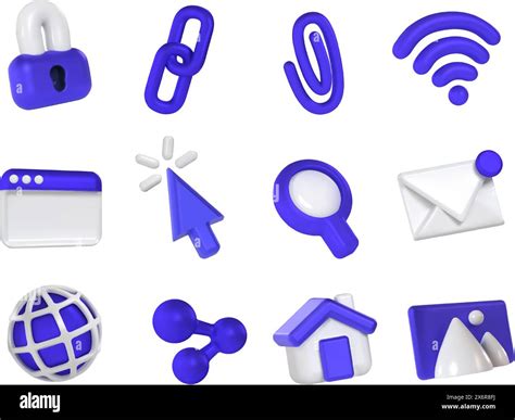Internet 3d Icons Security Padlock Web Chain Link Browser Window