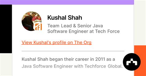 Kushal Shah Team Lead And Senior Java Software Engineer At Tech Force