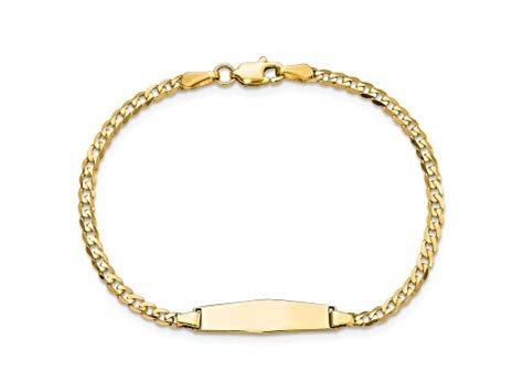 14k Yellow Gold Soft Diamond Shape Curb Link Id Bracelet 18153a Jtv