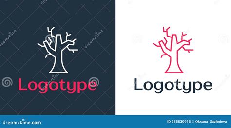 Logotype Line Withered Tree Icon Isolated On White Background Bare