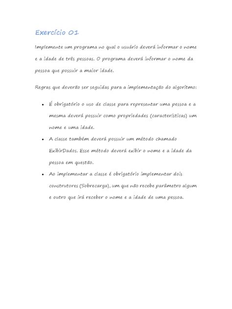Java Exercícios De Revisão De Objetos Pdf Classe Programação De Computadores Método