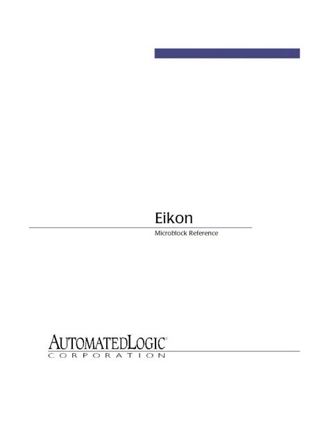 Pdf Eikon Microblock Reference Automated Logic