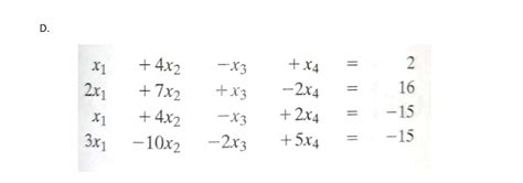 Solved 1 Solve The Following Systems Of Equations Using