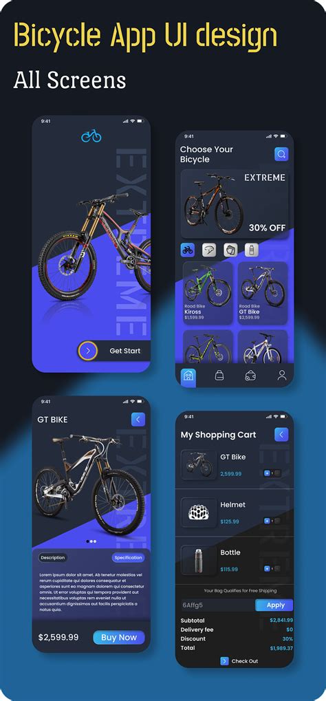 bicycle app ui design by sync on dribbble