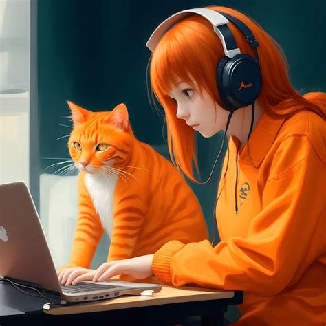 Premium Photo Photo A Realistic Girl With Headphone Coding On Her
