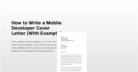 How To Write A Mobile Developer Cover Letter With Example