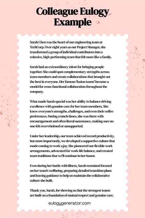 5 Colleague Eulogy Templates To Use As Inspiration Eulogies By Jen