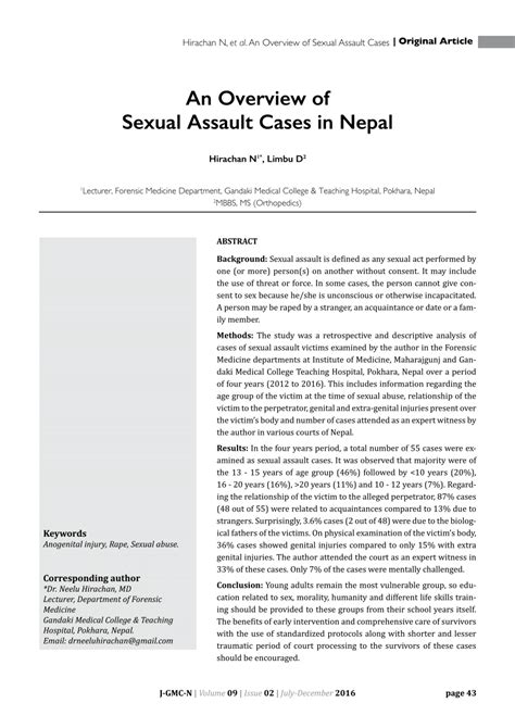 PDF An Overview Of Sexual Assault Cases In Nepal