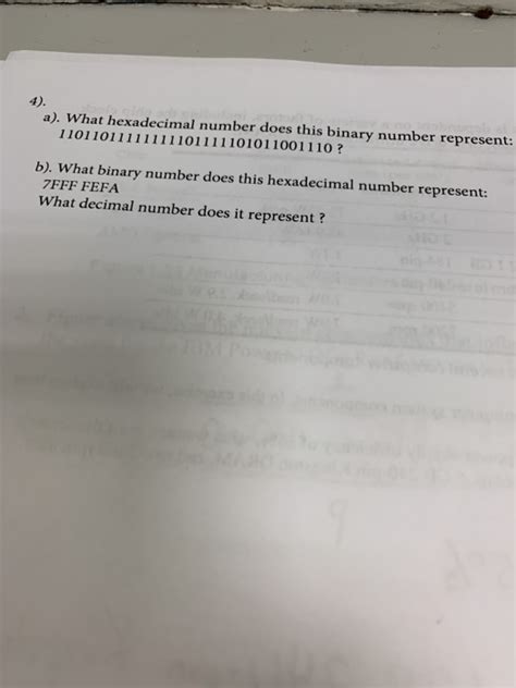 Solved A What Hexadecimal Number Does This Binary Number
