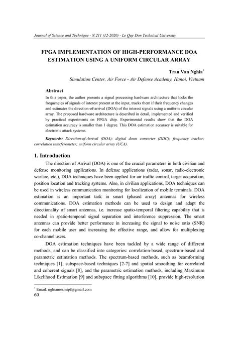 Fpga Implementation Of High Performance Doa Estimation Using A Uniform Circular Array