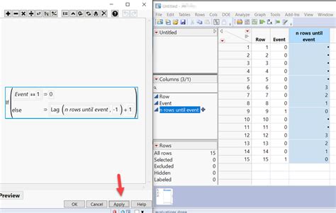 Number Of Rows Until Event Jmp User Community