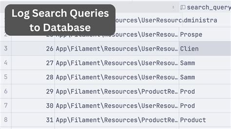 Filament Log Search Queries To The Database Filament Examples