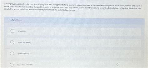Solved An Employer Administered A Problem Solving Skills