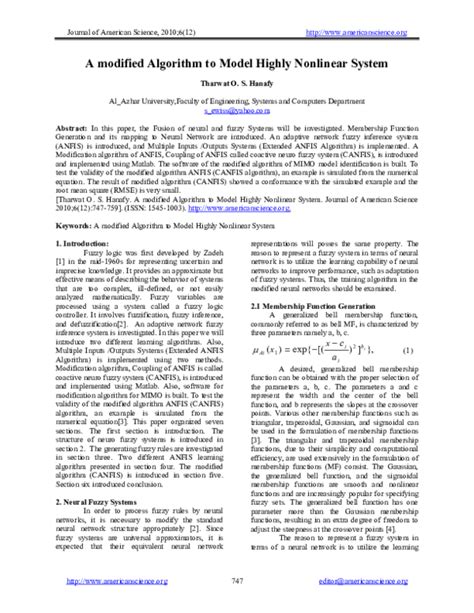 Pdf A Modified Algorithm To Model Highly Nonlinear System